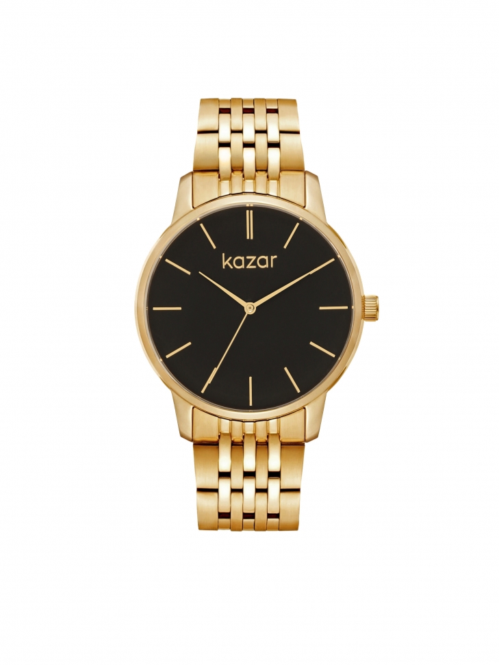 Gold and black women's watch on a bracelet