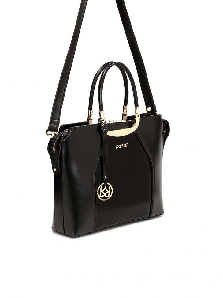 Black business bag made of combined leather ALLA
