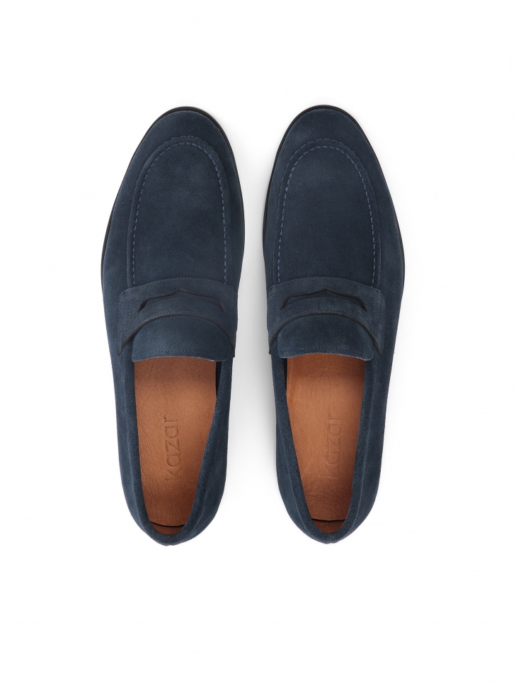 Men's navy blue suede loafers KEYNAN